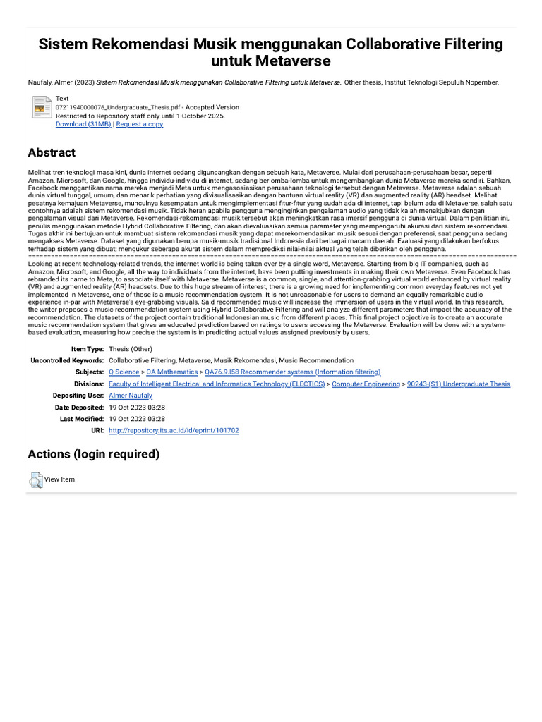 Contoh Skripsi Jurusan Teknik Informatika: Sistem Rekomendasi Film ...